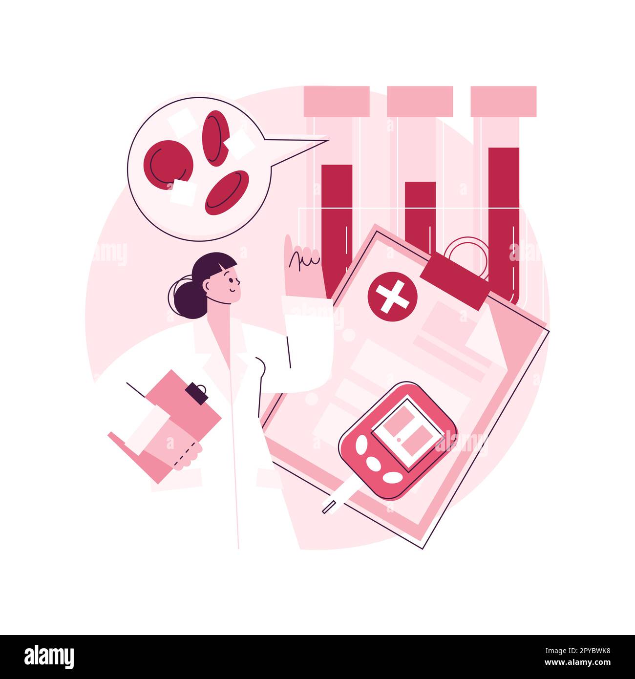 Diabetes exam results abstract concept vector illustration. Blood sugar ...