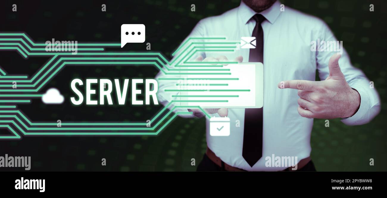 Conceptual caption Server. Business concept computer program which manages access centralized ...