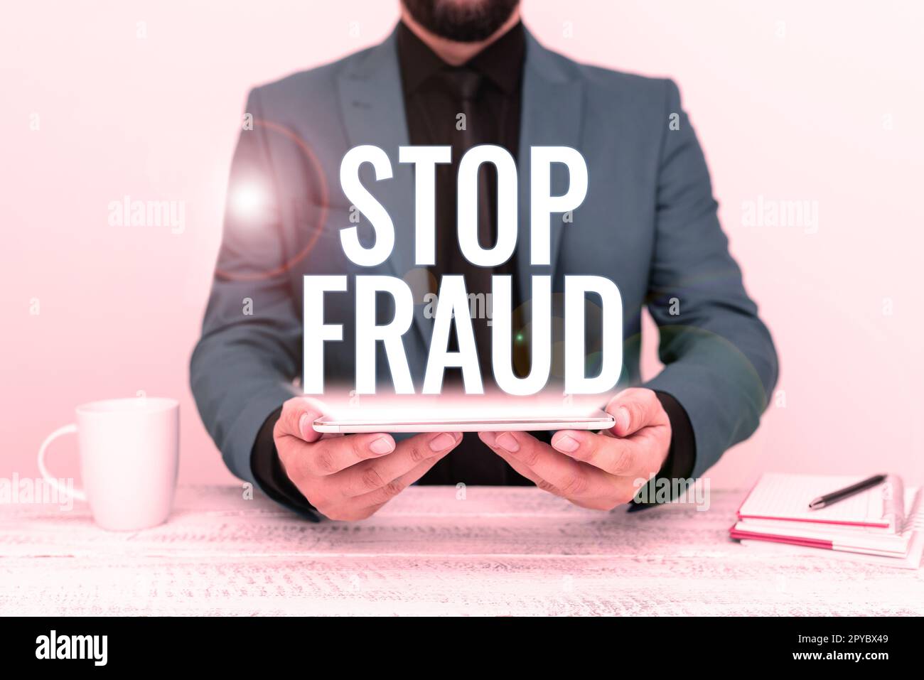 Text showing inspiration Stop Fraud. Business concept campaign advices ...