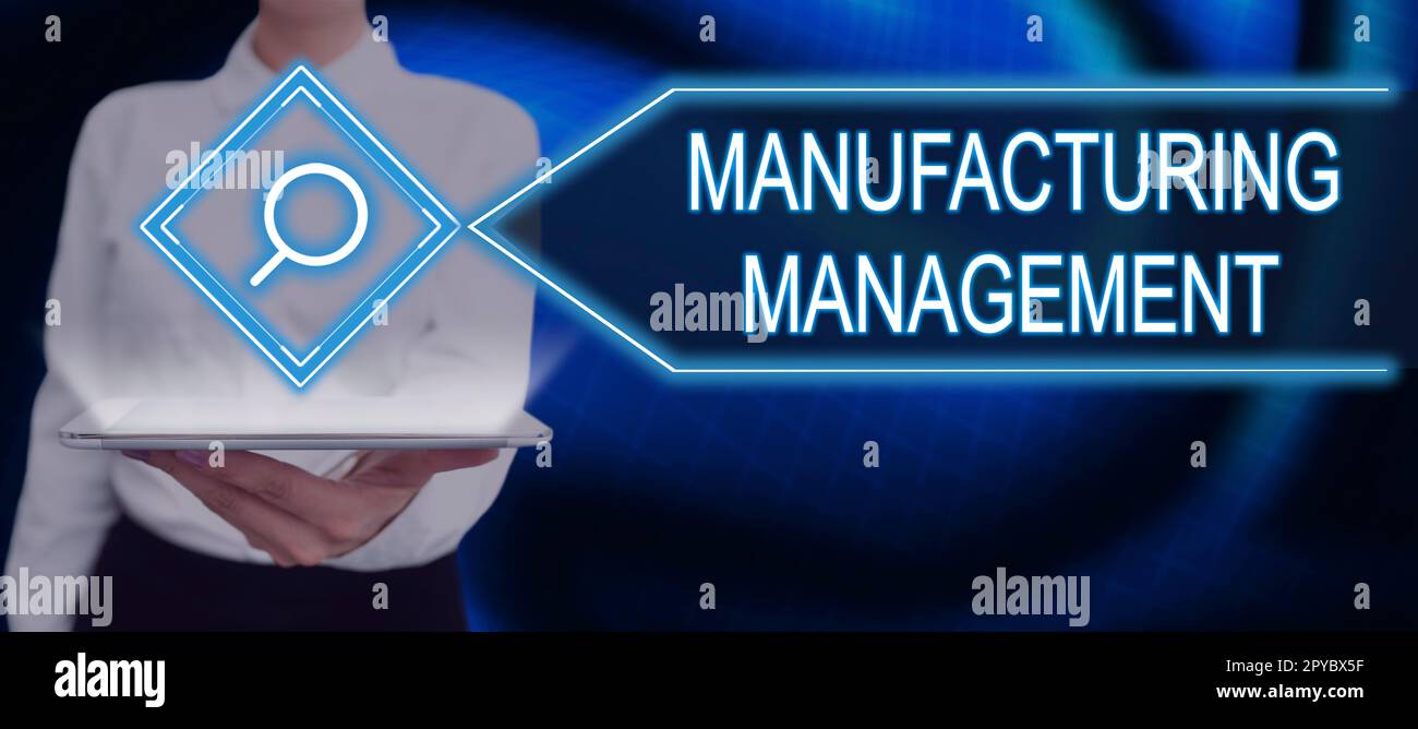 Text showing inspiration Manufacturing Management. Word Written on ...