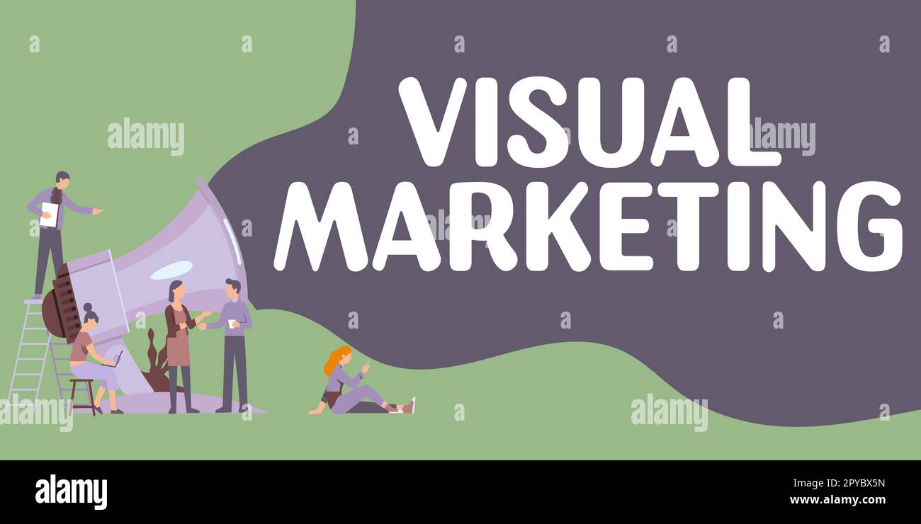 Text caption presenting Visual Marketing. Conceptual photo connecting ...