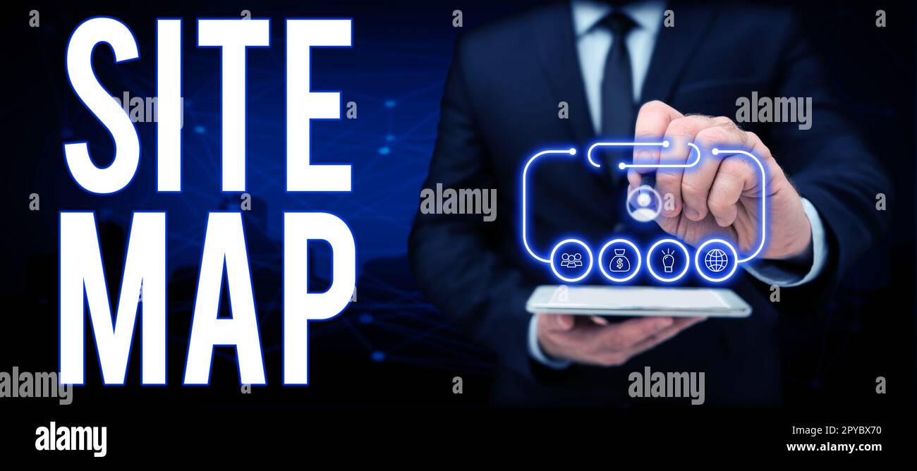 Handwriting text Site Map. Business idea designed to help both users ...