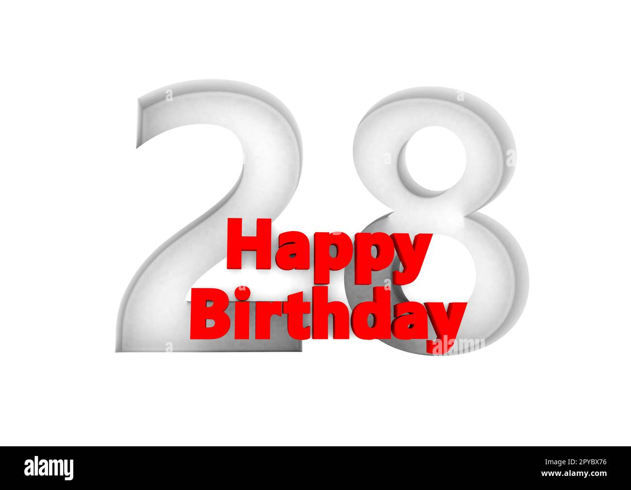 red lettering Happy Birthday with a big relief number behind Stock ...