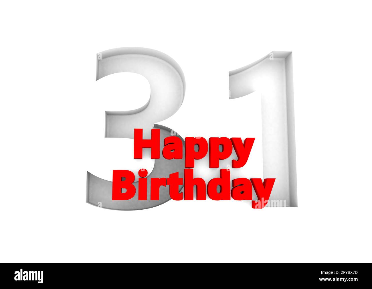 red lettering Happy Birthday with a big relief number behind Stock ...