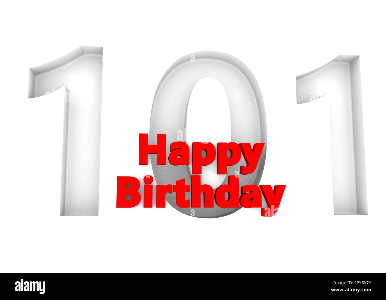 red lettering Happy Birthday with a big relief number behind Stock ...