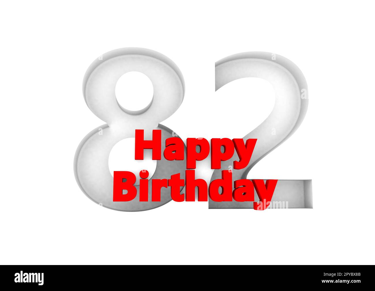 red lettering Happy Birthday with a big relief number behind Stock ...