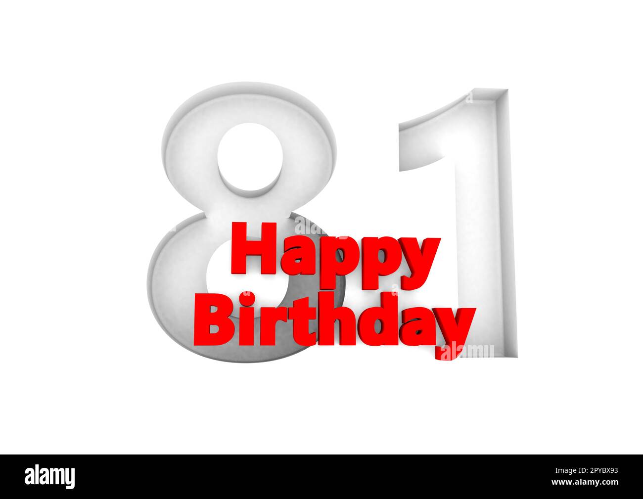 red lettering Happy Birthday with a big relief number behind Stock ...