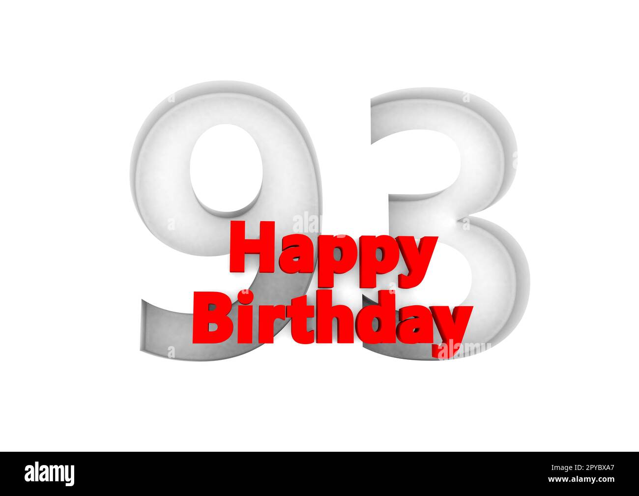 red lettering Happy Birthday with a big relief number behind Stock ...