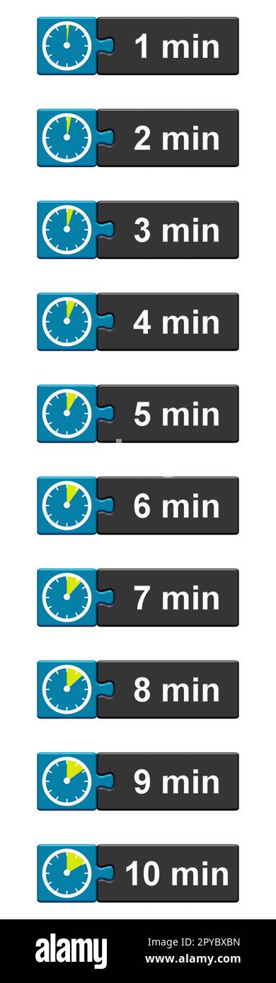 Puzzle Button set showing 1-10 Minutes Stock Photo - Alamy