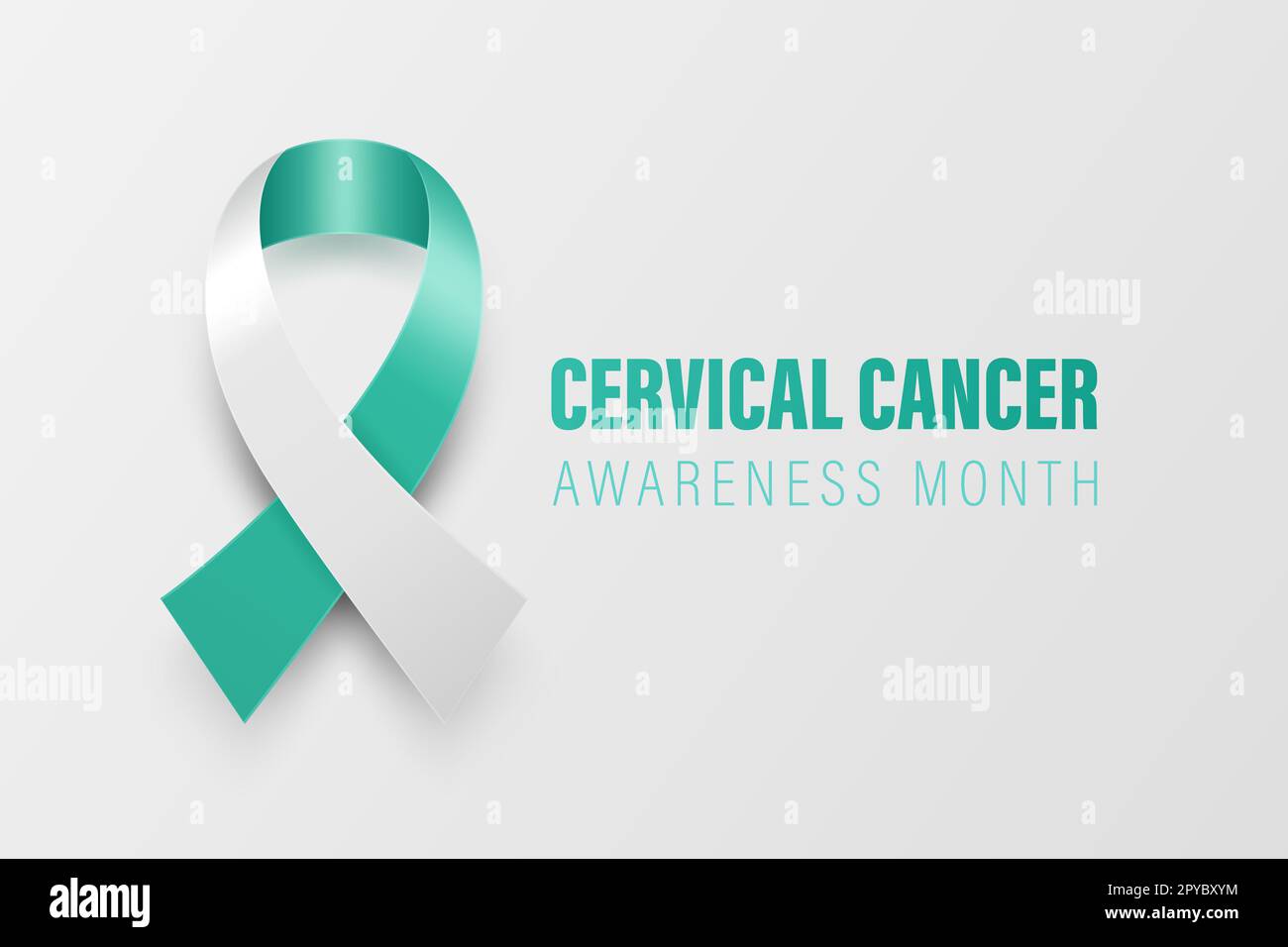Cervical Cancer Banner, Card, Placard with Vector 3d Realistic Teal and ...