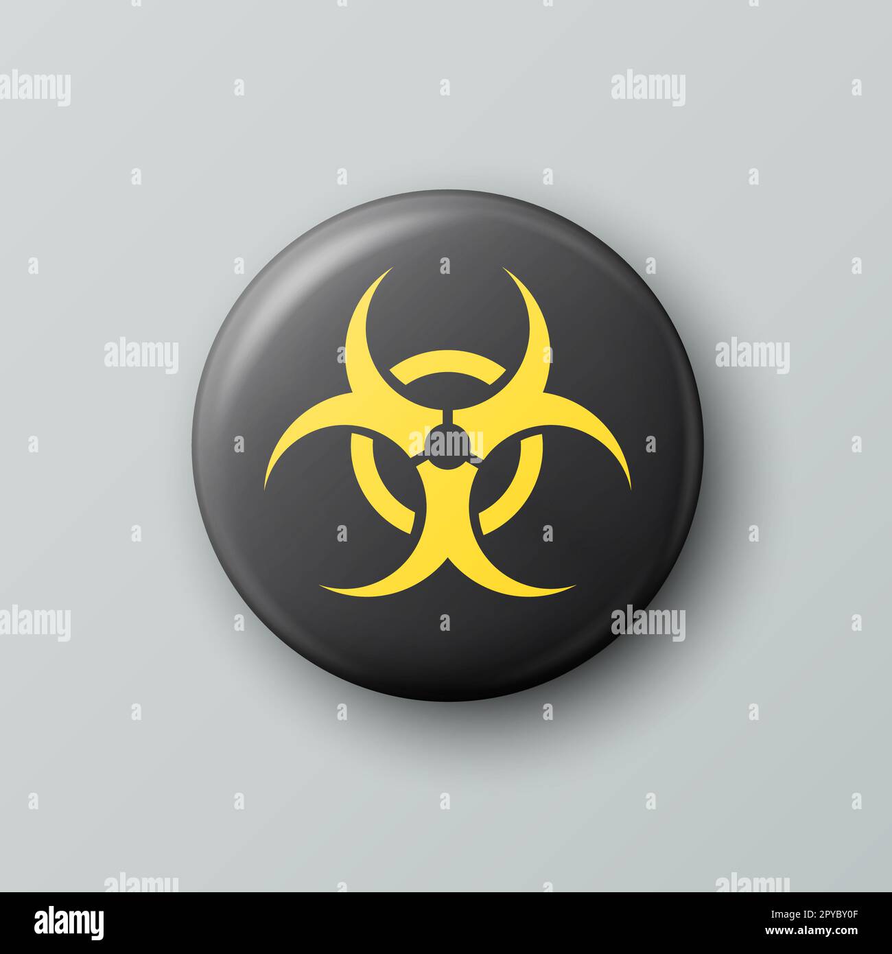 Vector 3d Realistic Round Yellow and Black Warning, Danger Biohazard ...