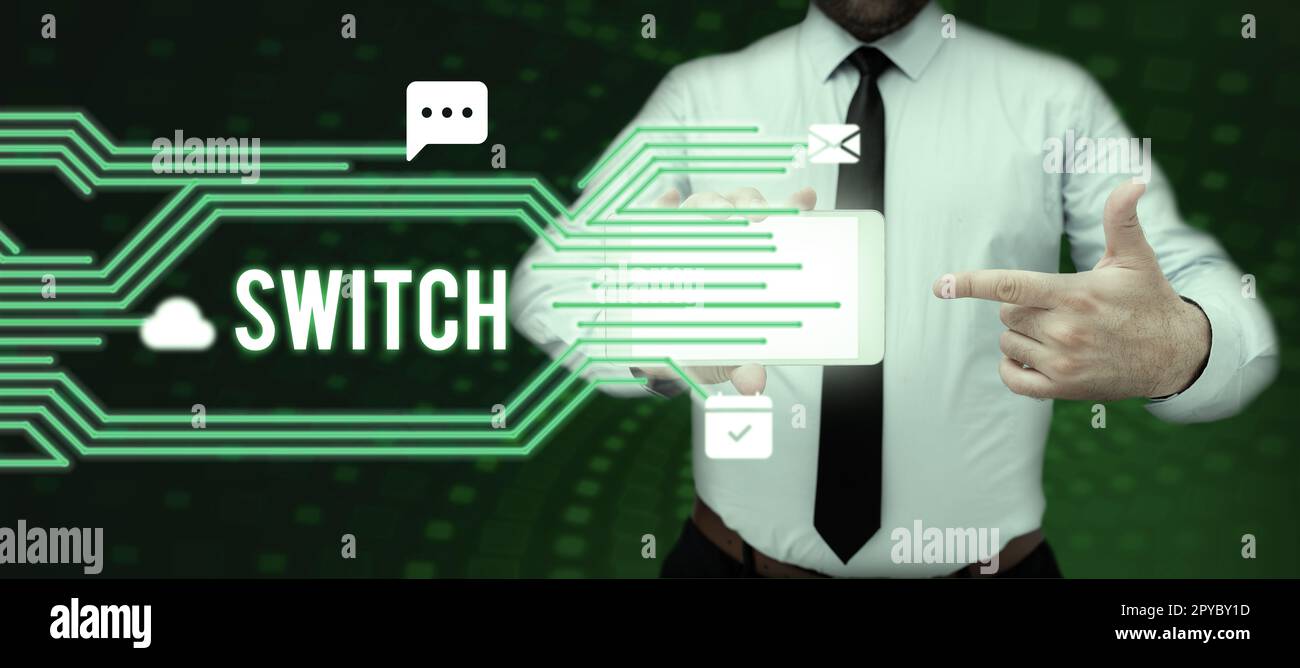 Conceptual caption Switch. Business concept device for making and ...
