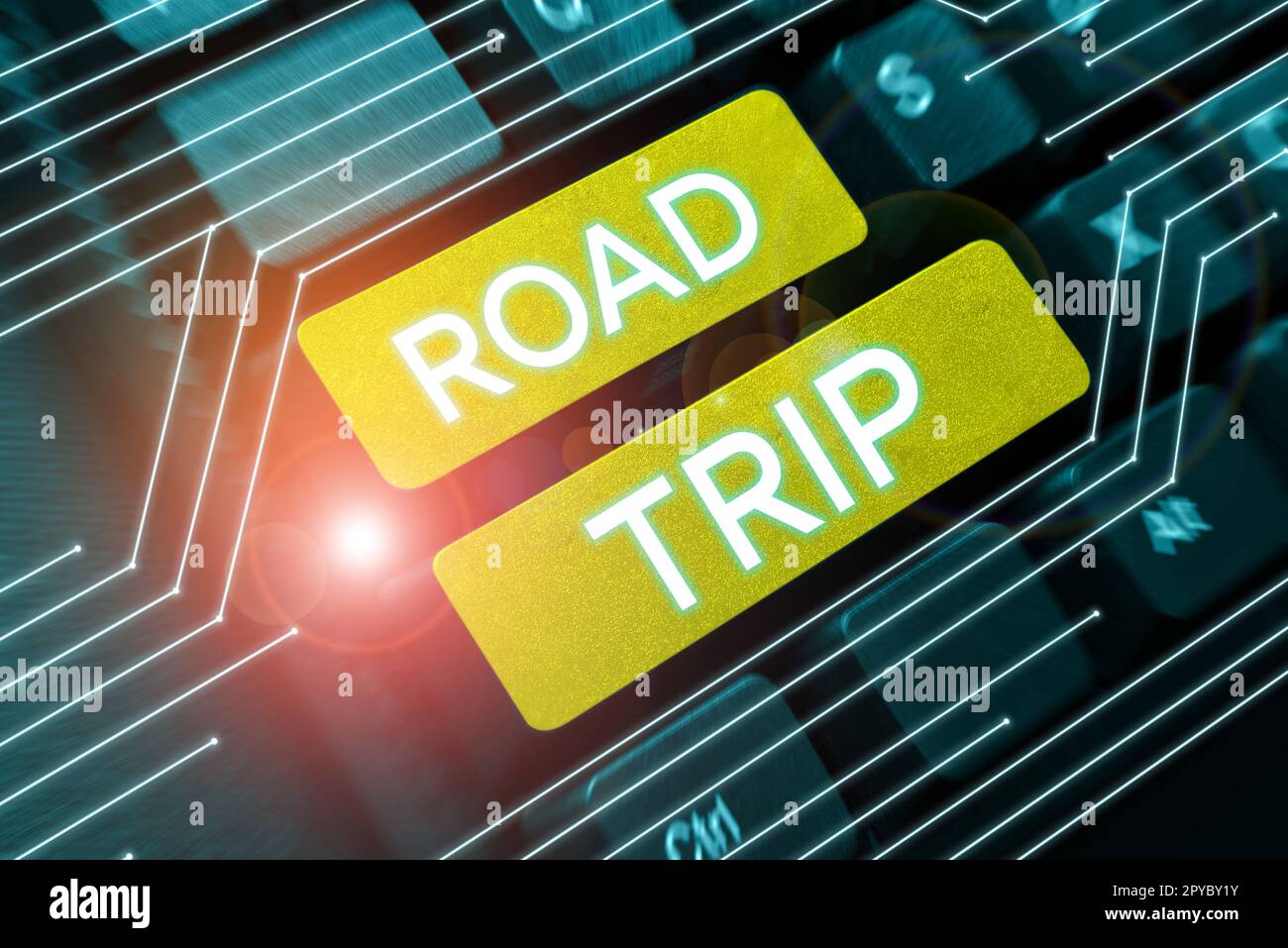 Conceptual display Road Trip. Internet Concept Roaming around places ...