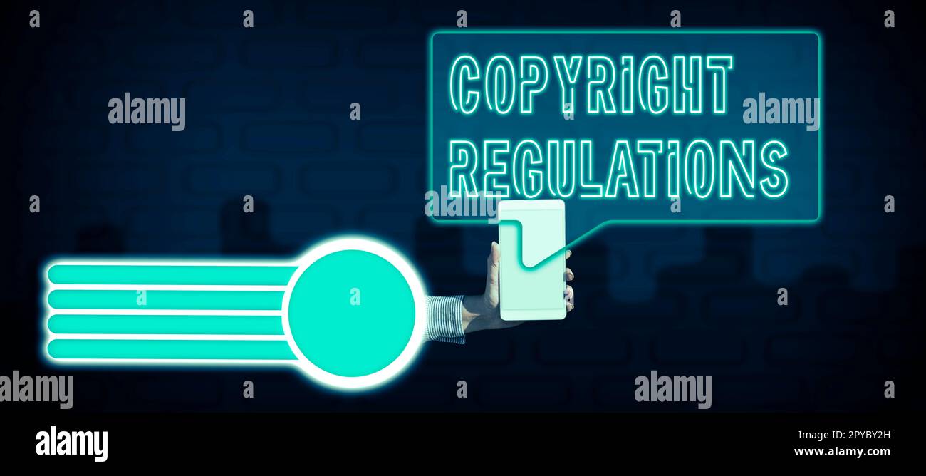 Handwriting text Copyright Regulations. Word for body of law that ...