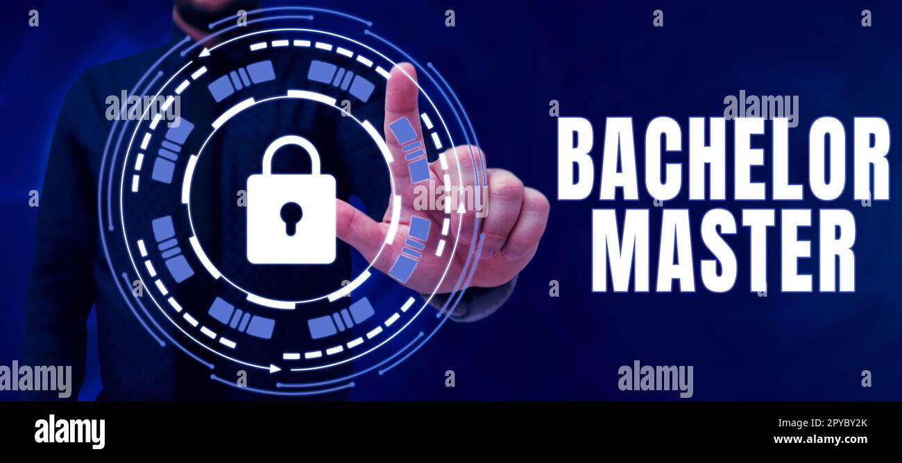 Hand writing sign Bachelor Master. Business overview An advanced degree ...