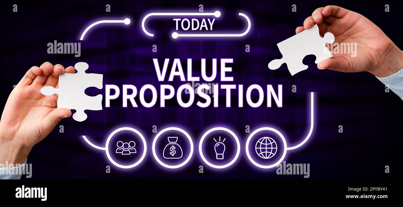 Sign displaying Value Proposition. Word Written on service make company ...