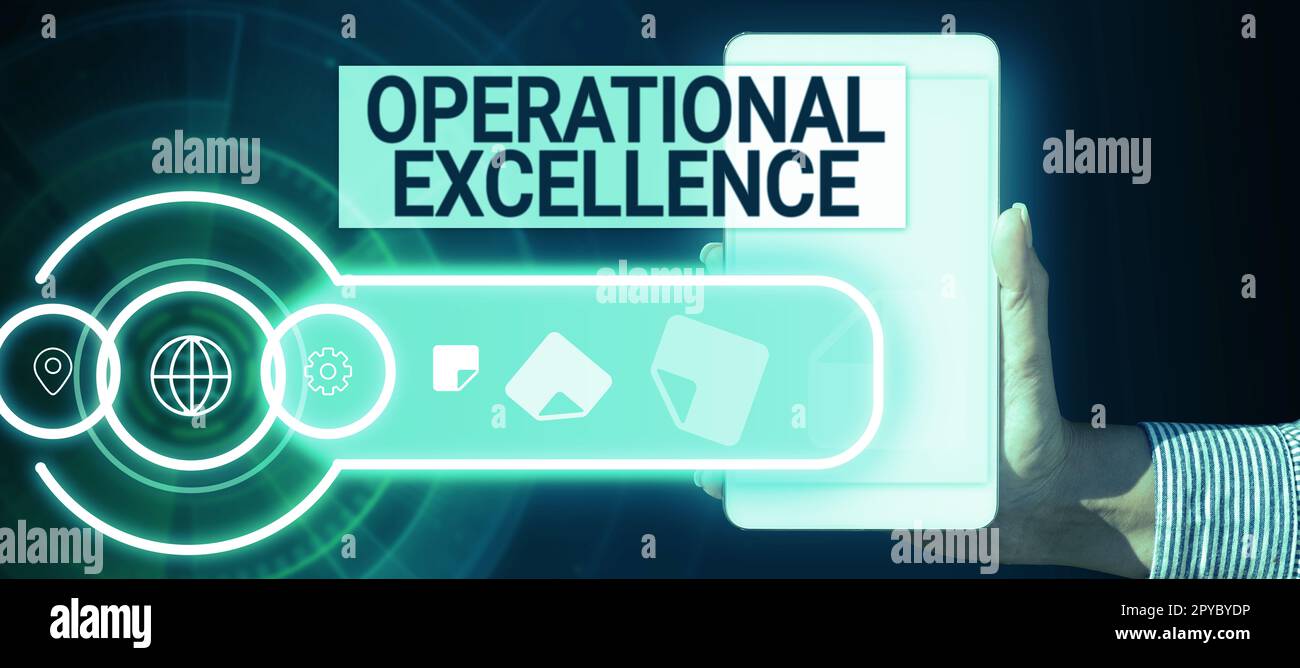 Hand writing sign Operational Excellence. Business concept software ...