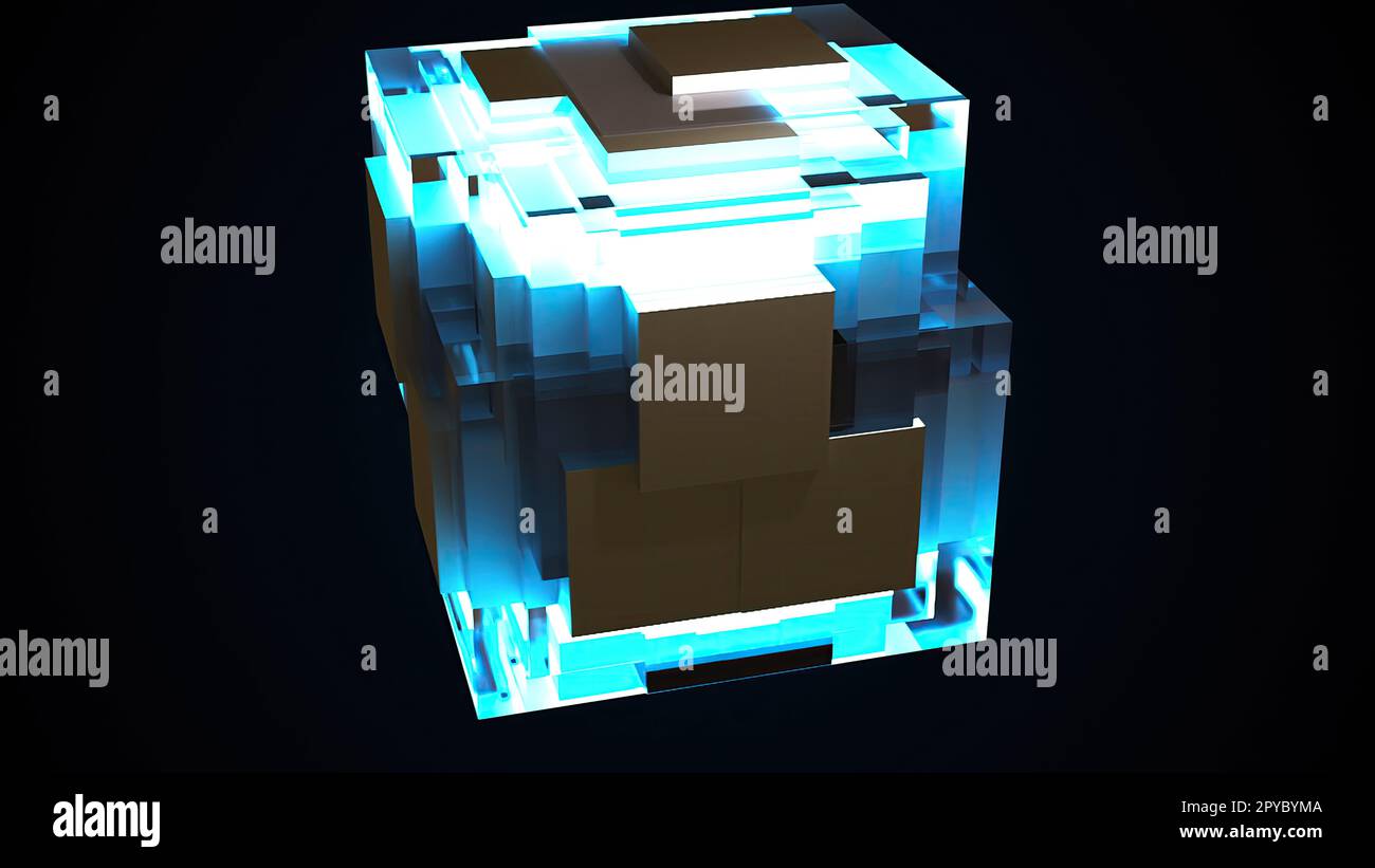 White blue glass blocks technology hi-res stock photography and images ...