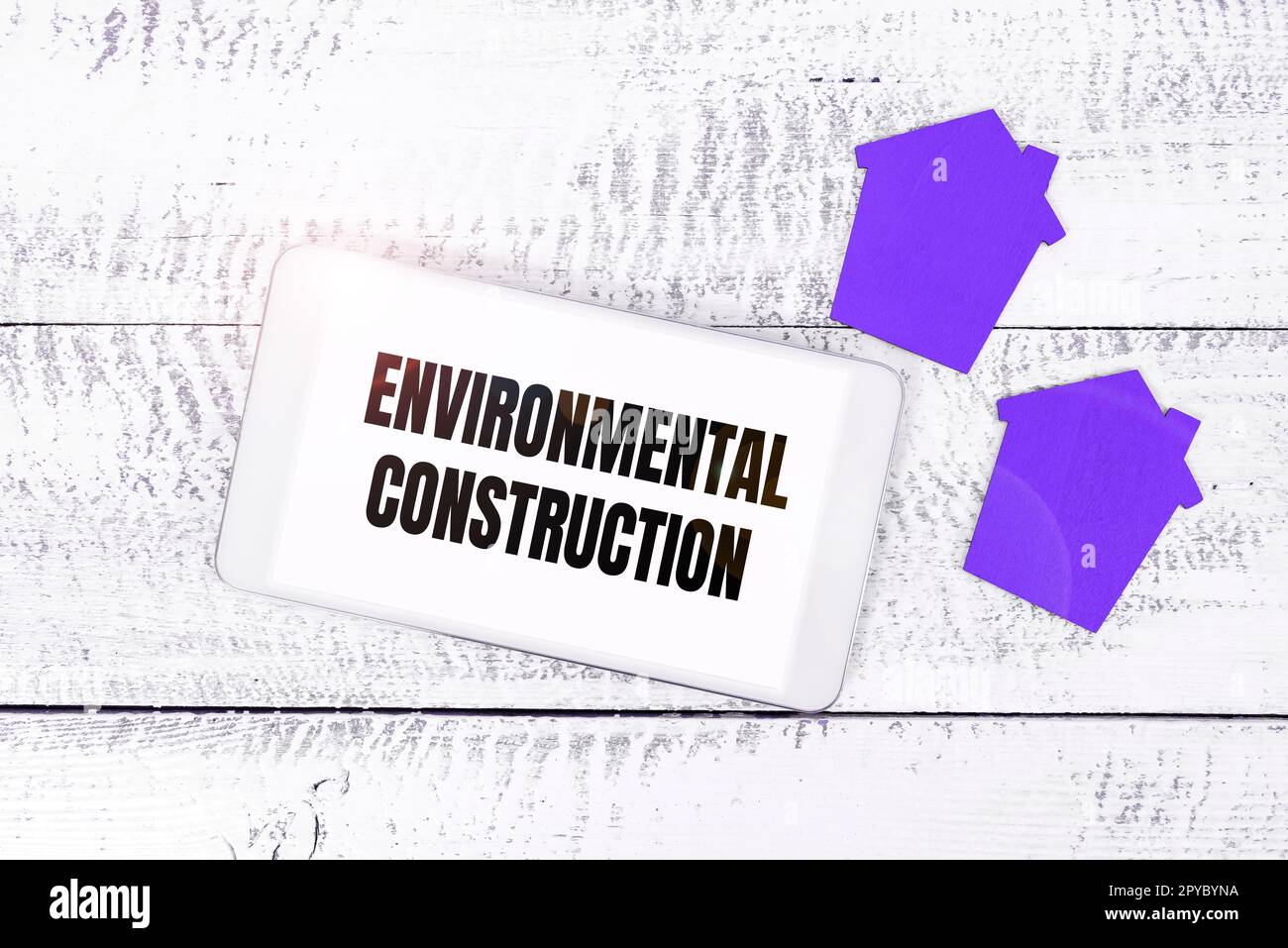 Hand writing sign Environmental Construction. Concept meaning ...