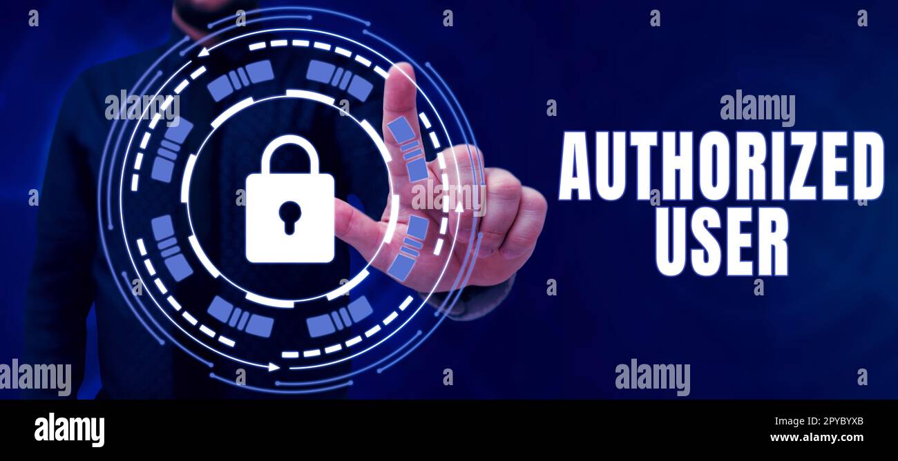 Handwriting text Authorized User. Business overview person granted ...