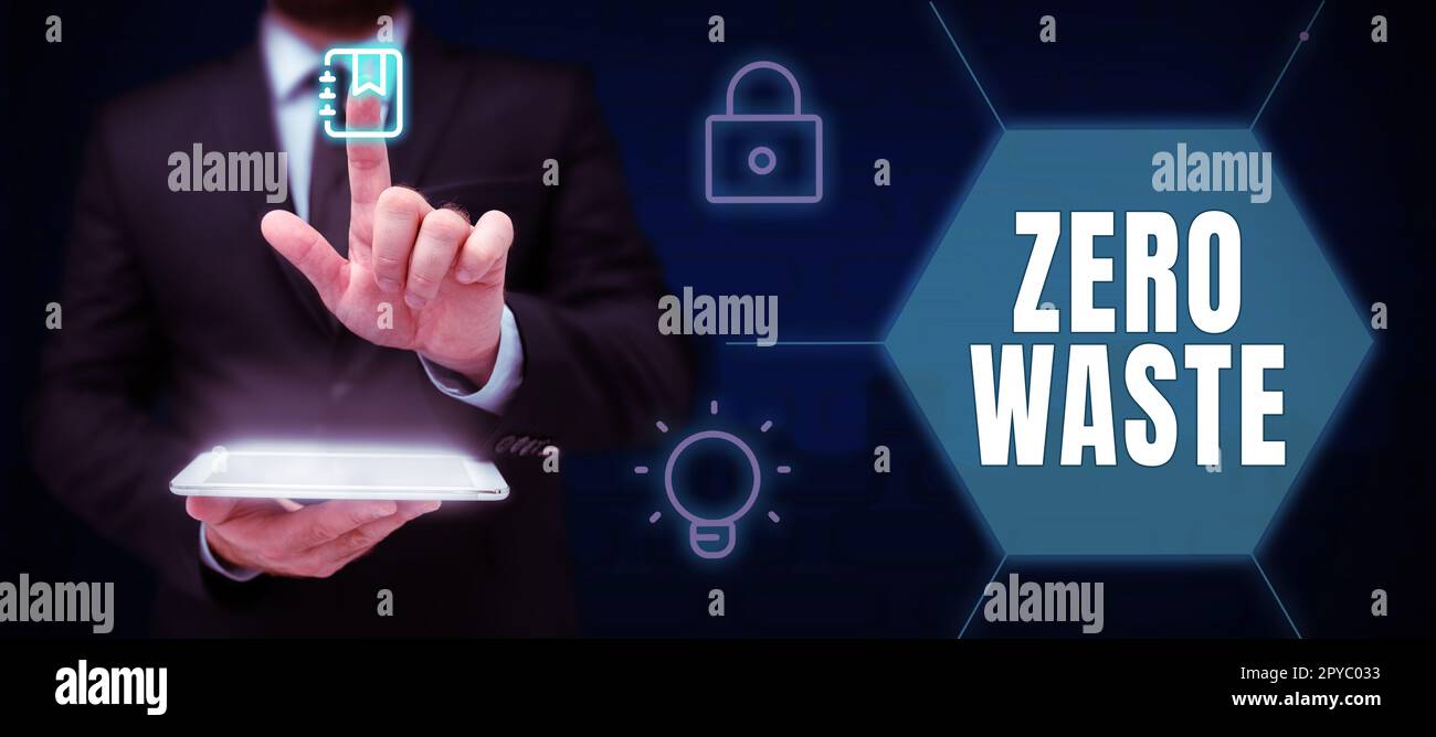 Conceptual display Zero Waste. Business idea industrial responsibility ...