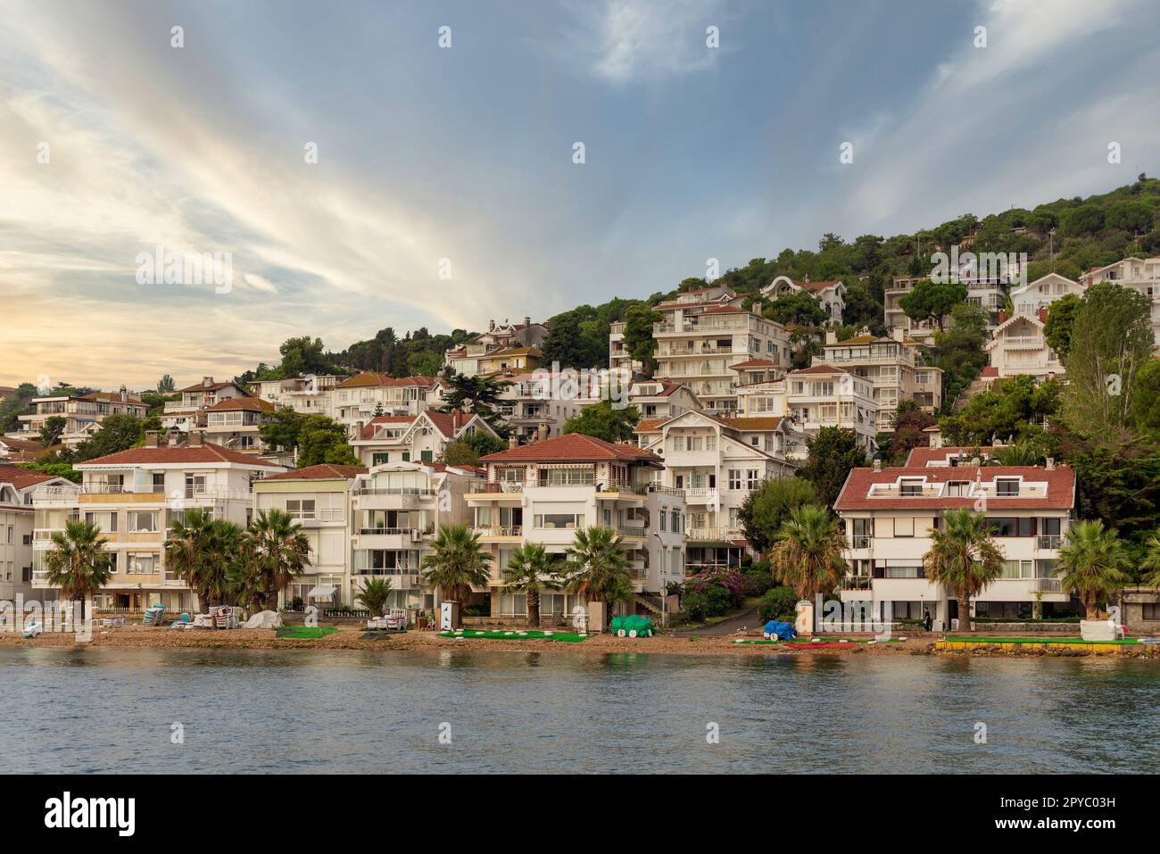 View of the hills of Kinaliada island from Marmara Sea, with ...