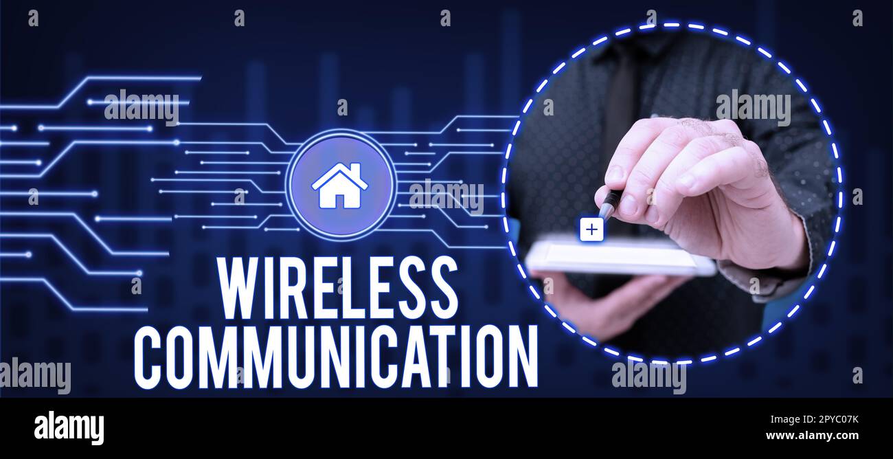 Text sign showing Wireless Communication. Word Written on methods of ...
