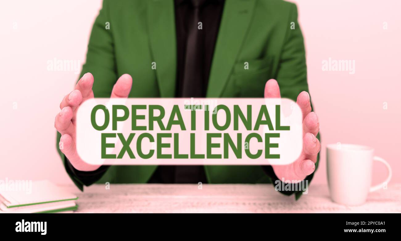 Text caption presenting Operational Excellence. Business idea software that supports a computer ...