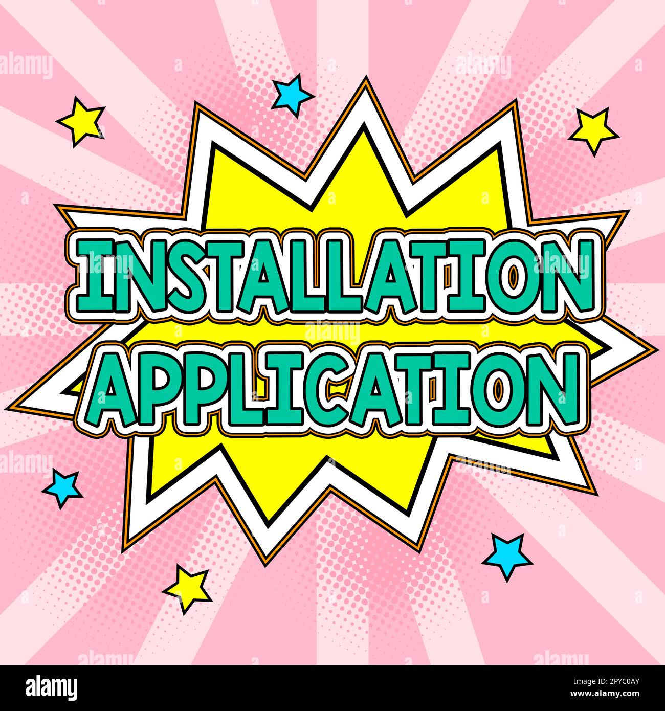 Hand writing sign Installation Application. Business showcase the act ...