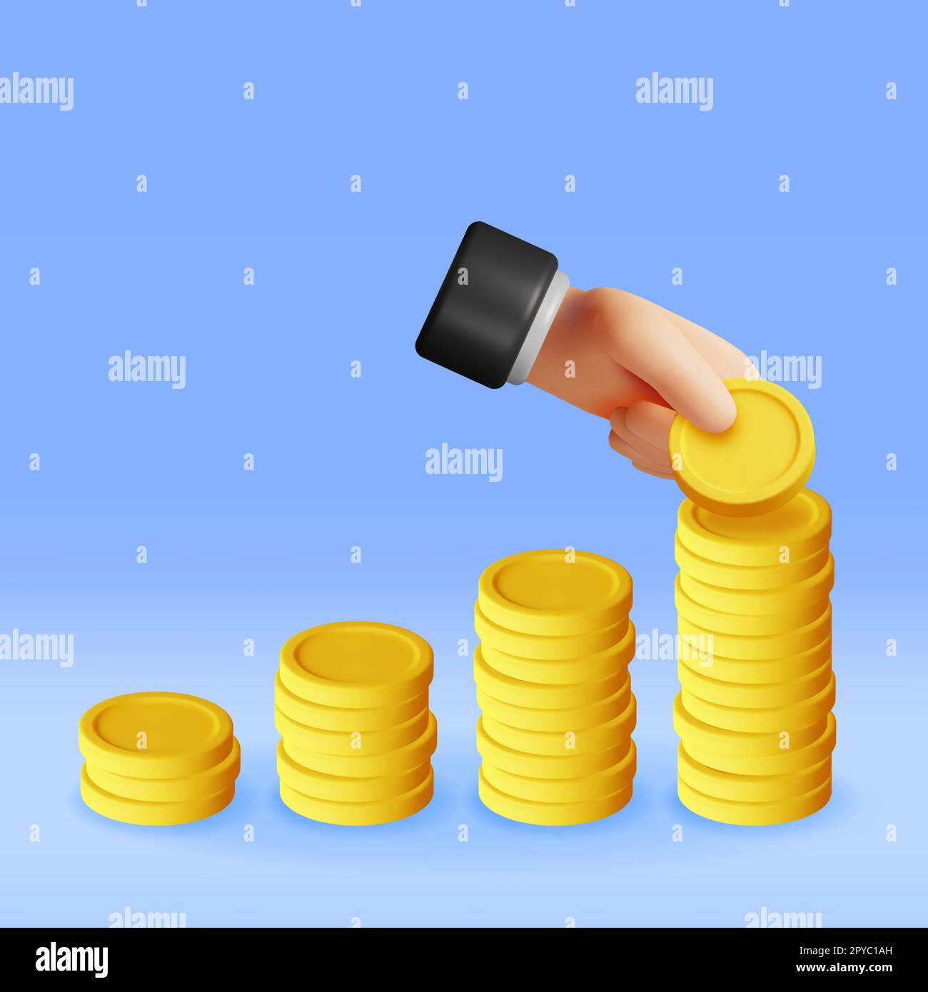 3D Stack of Gold Coins and Hand Stock Vector Image & Art - Alamy