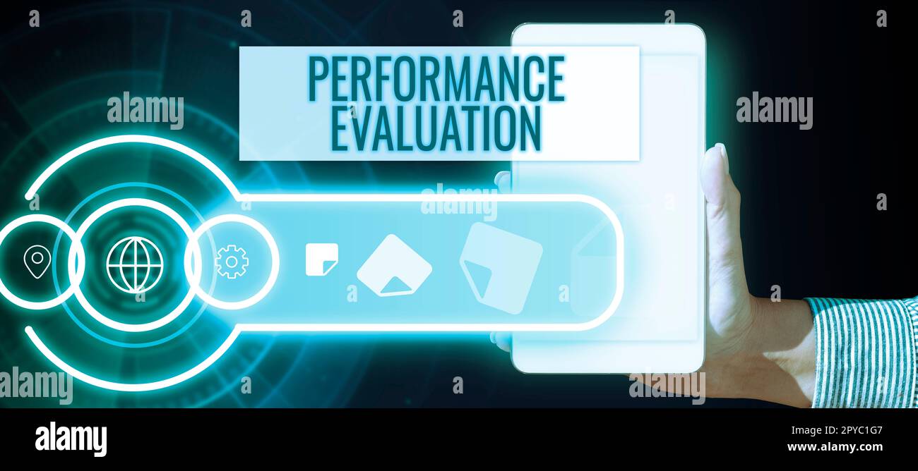 Text caption presenting Performance Evaluation. Business concept the ...