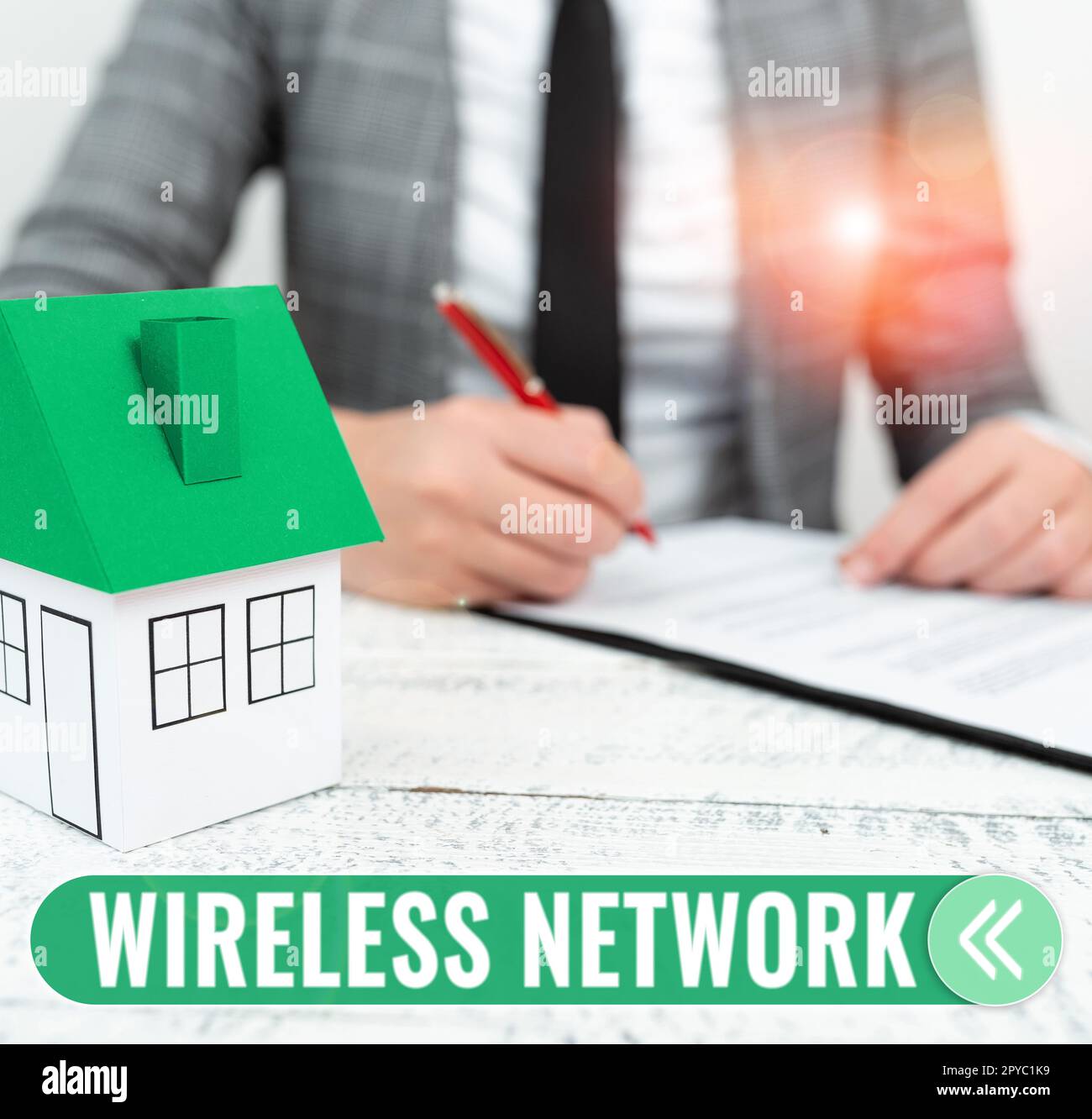 Handwriting text Wireless Network. Business idea computer network that ...