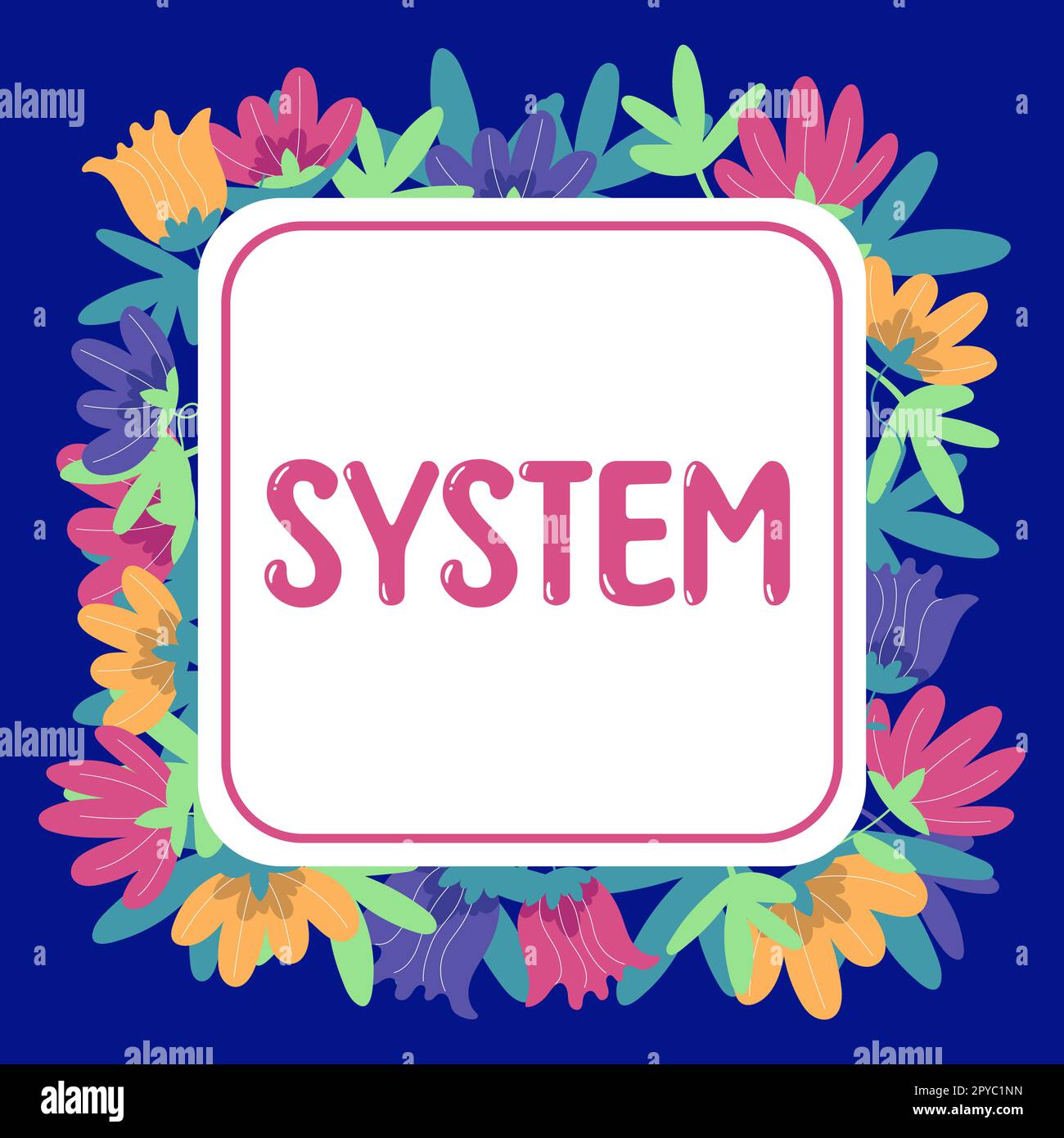 Hand writing sign System. Business showcase set of things working ...