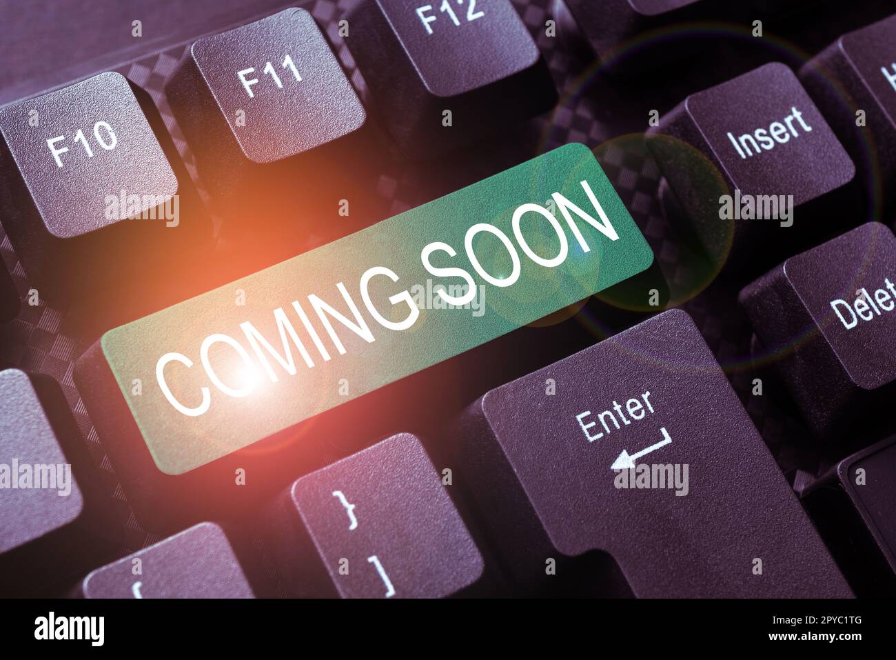 Hand writing sign Coming Soon. Business showcase something is going to ...
