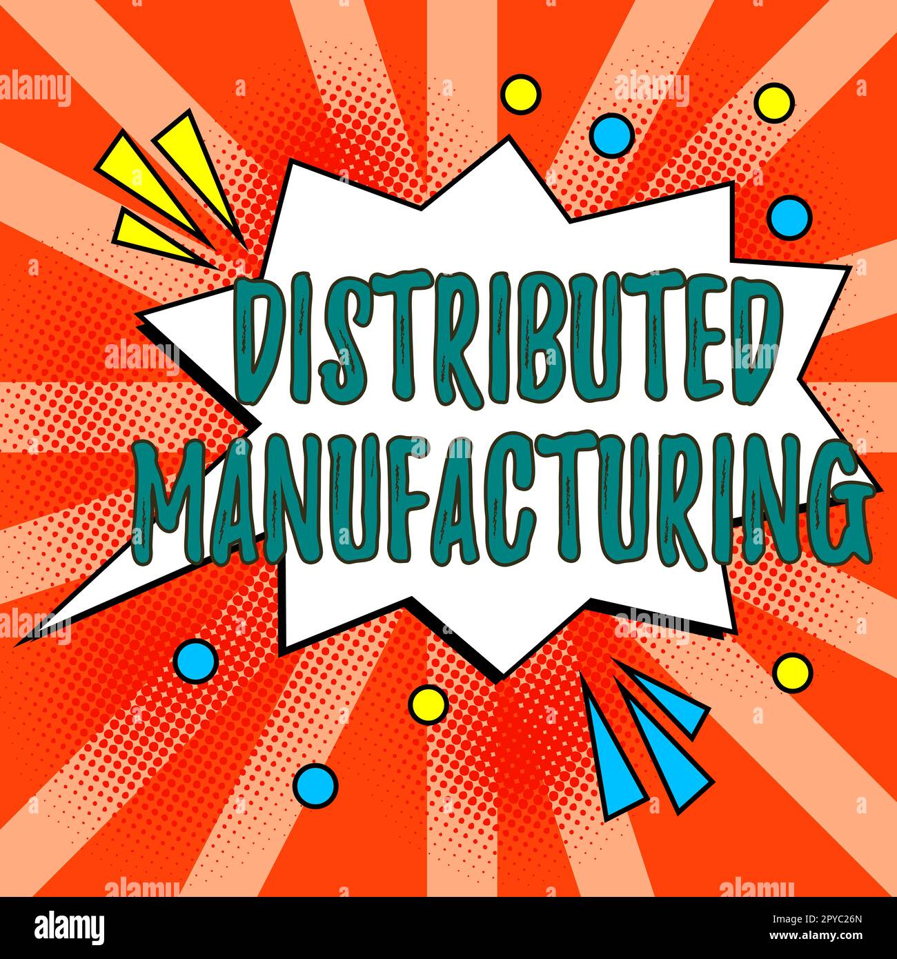 Handwriting text Distributed Manufacturing. Business concept practiced ...