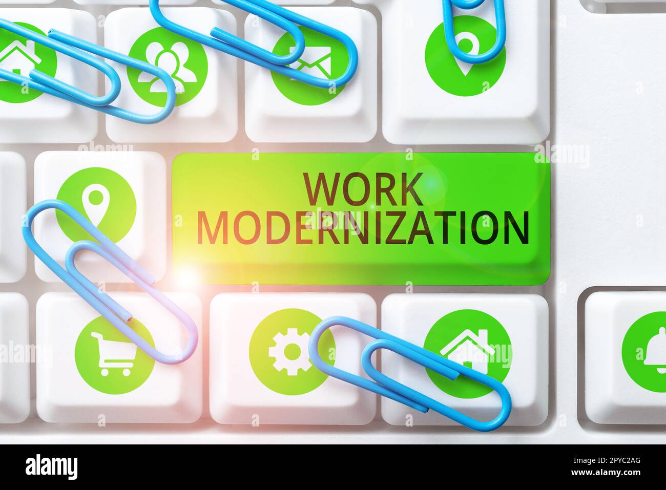 Text showing inspiration Work Modernization. Business showcase changing ...