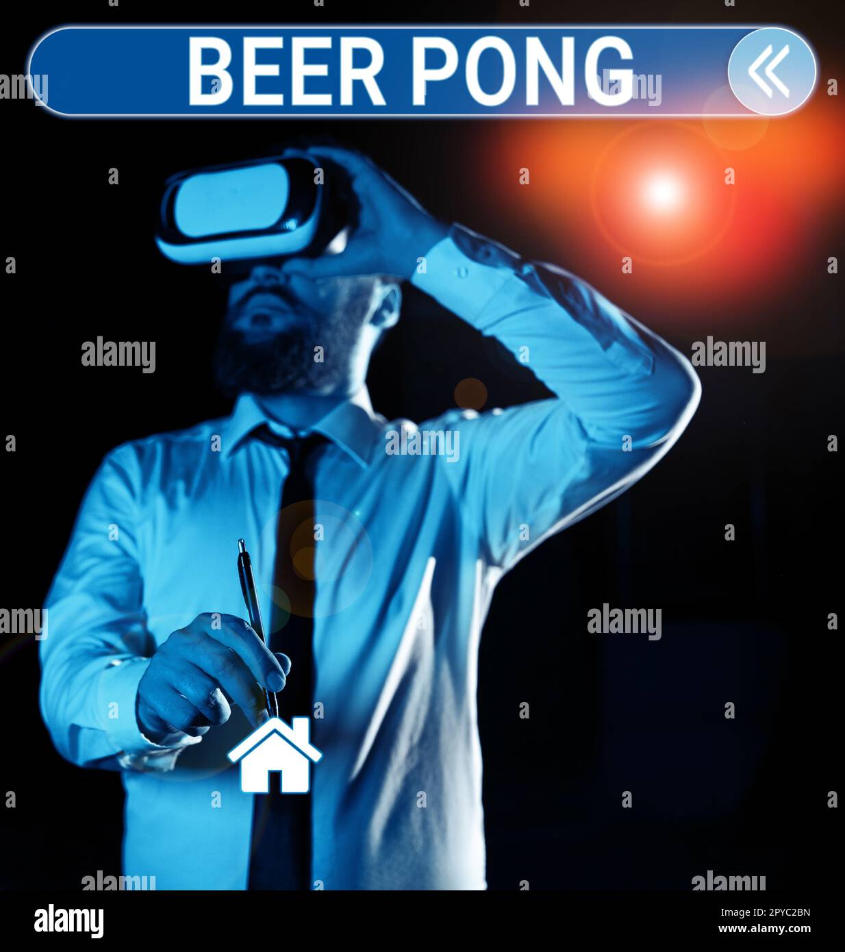 Hand writing sign Beer Pong. Conceptual photo a game with a set of beer ...
