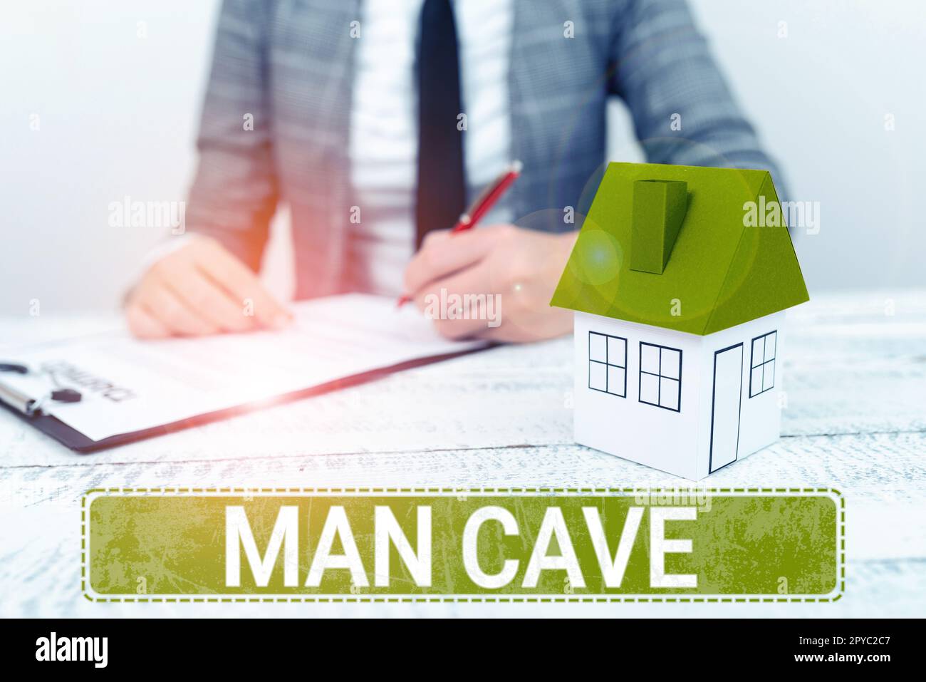 Hand writing sign Man Cave. Business showcase a room, space or area of ...