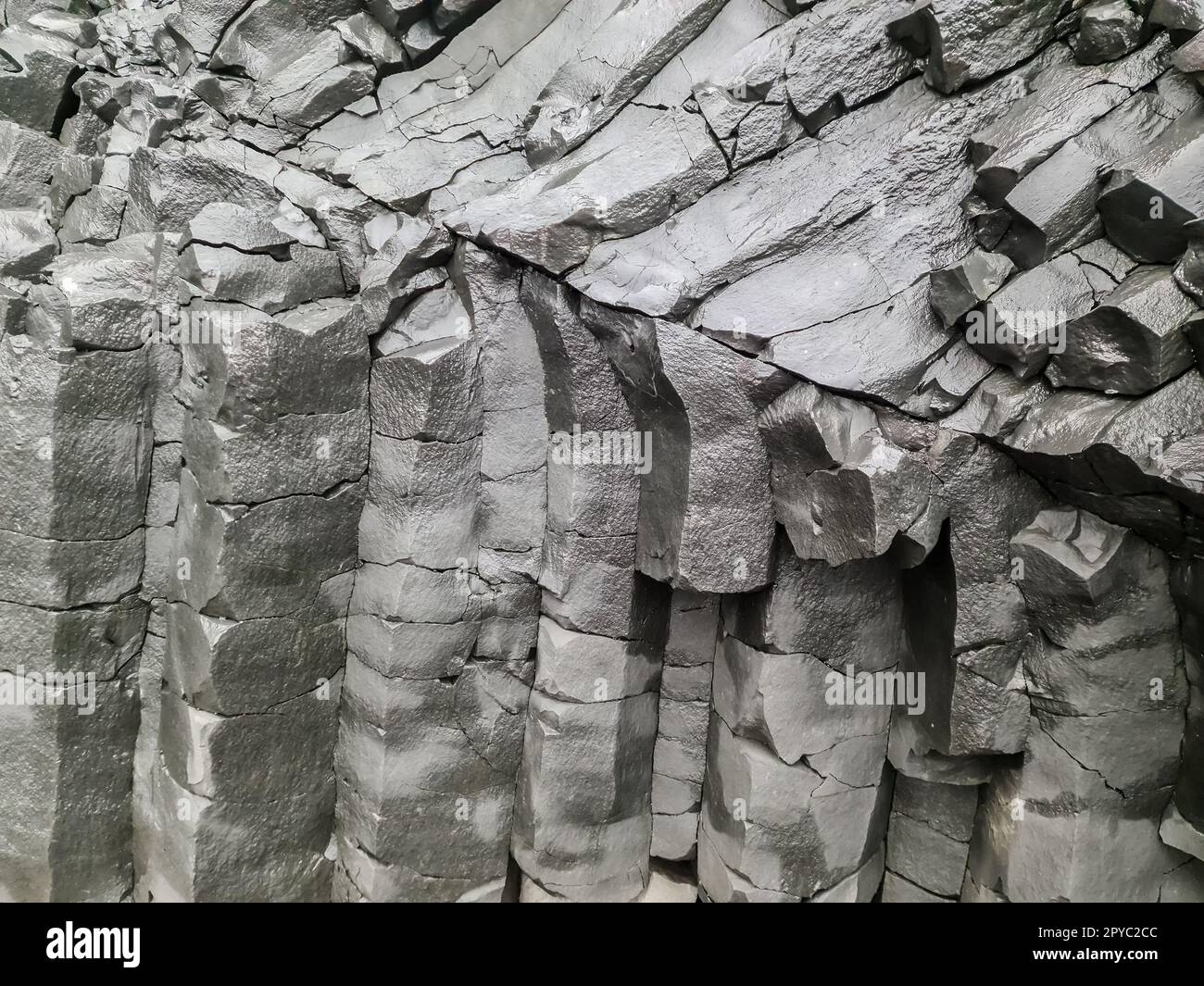 Amazing basalt rock structures at Endless Black Beach of Iceland Stock ...