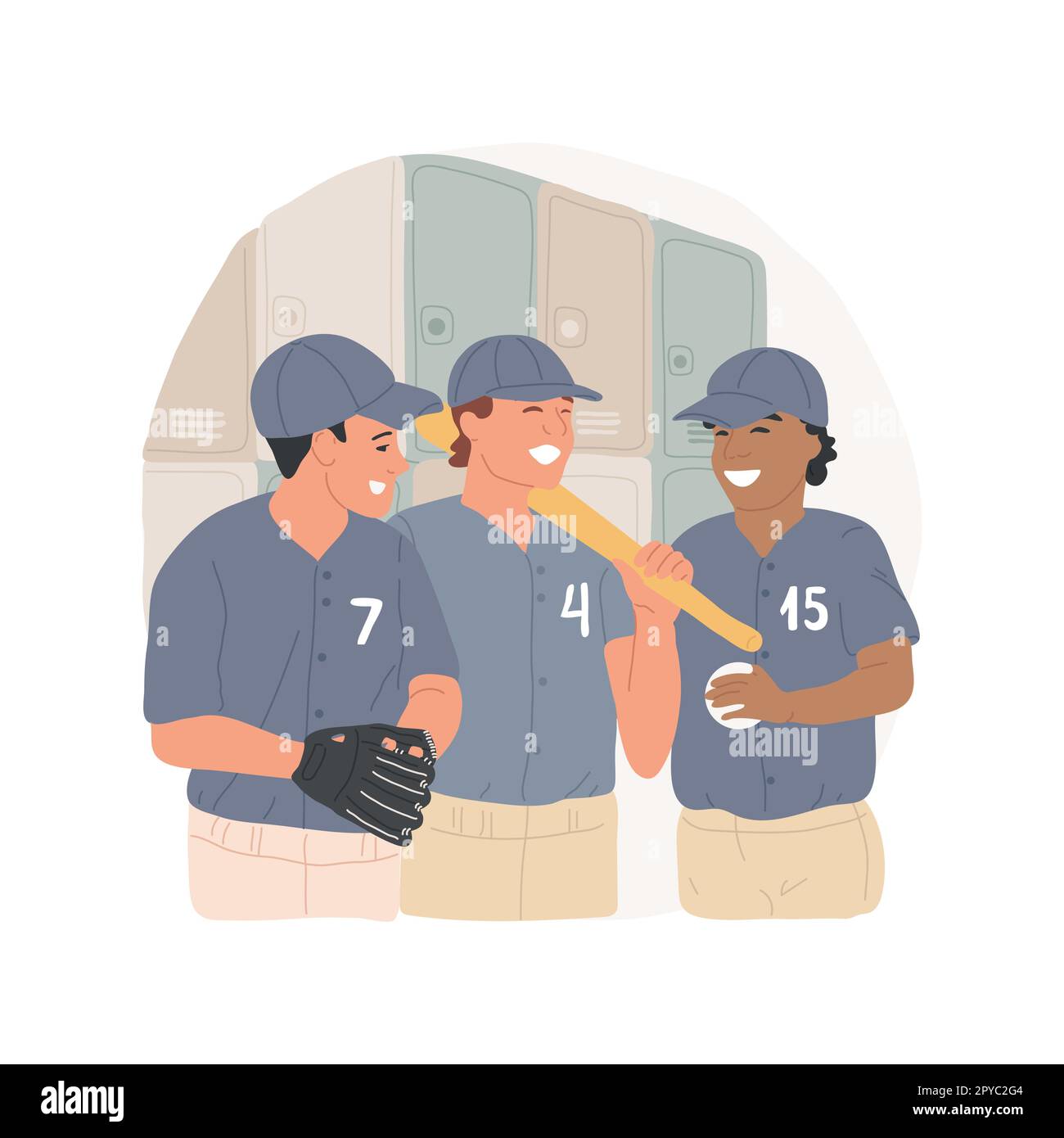 Locker room isolated cartoon vector illustration. Group of smiling ...