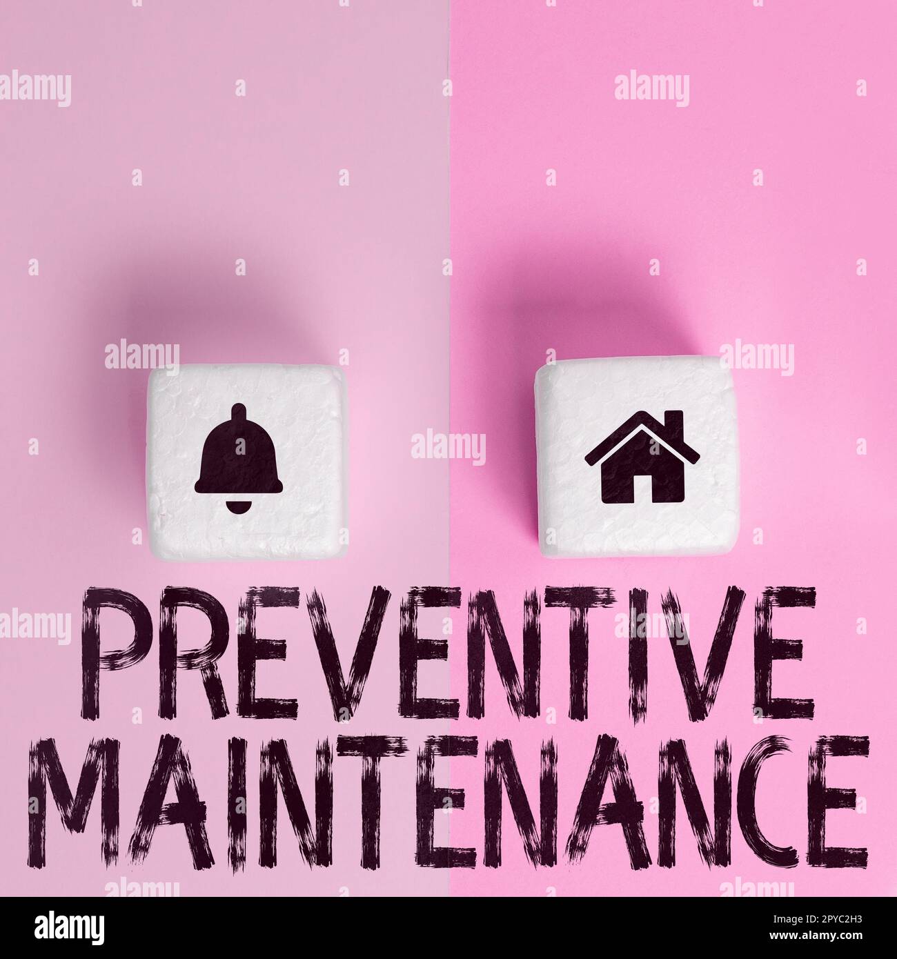 Text caption presenting Preventive Maintenance. Business idea Avoid ...