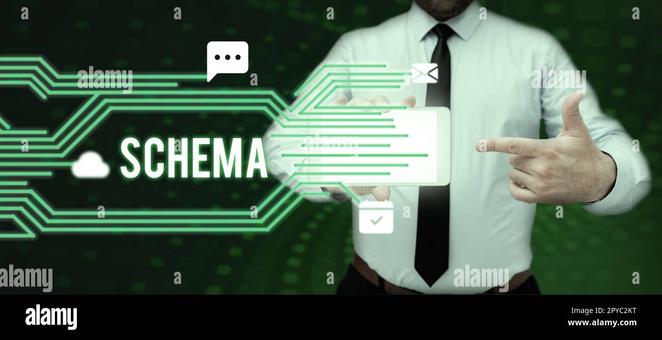 Conceptual caption Schema. Word Written on representation of plan or ...