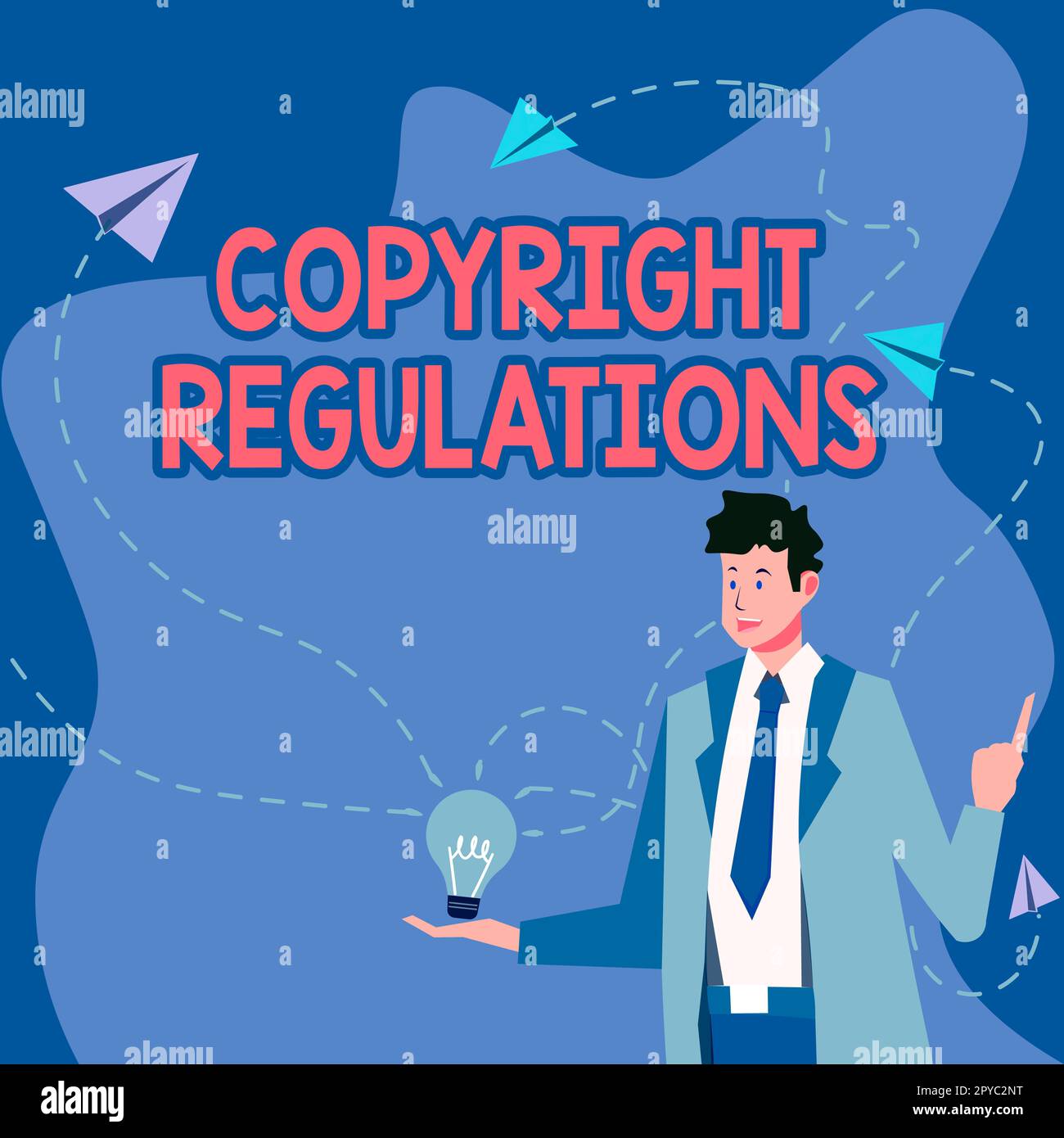 Text caption presenting Copyright Regulations. Business showcase body ...