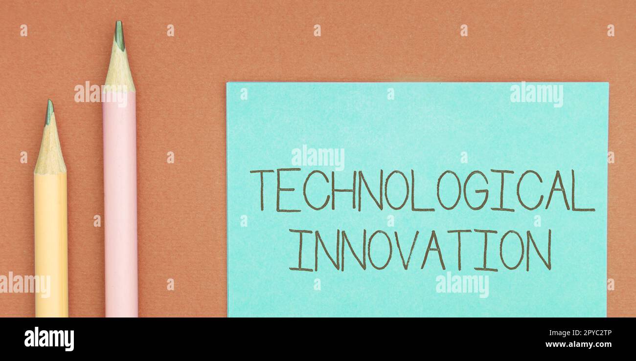 Handwriting text Technological Innovation. Word Written on New ...