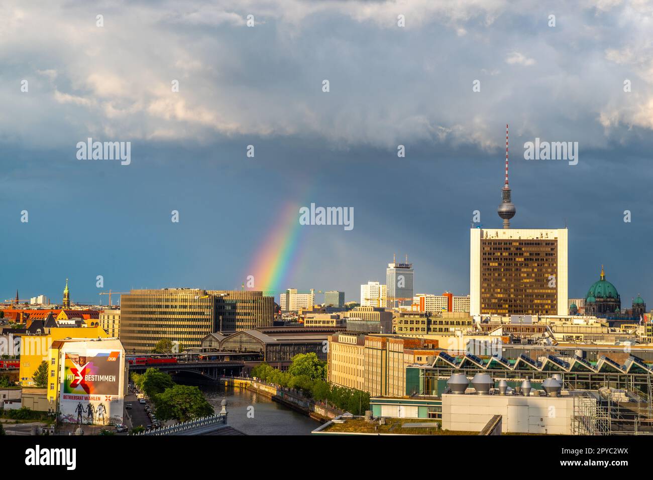 Rainbow over the city of Berlin in Germany Stock Photo - Alamy