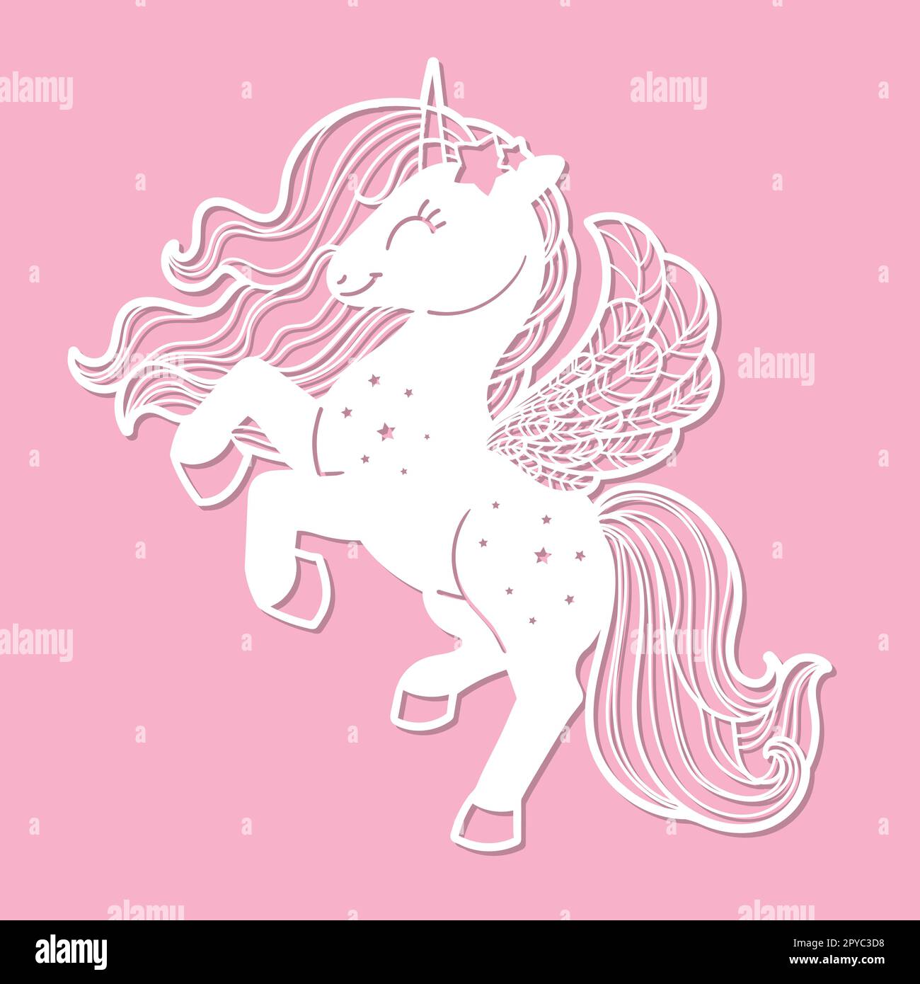 Magic unicorn. Template for laser cutting. Vector Stock Vector Image ...