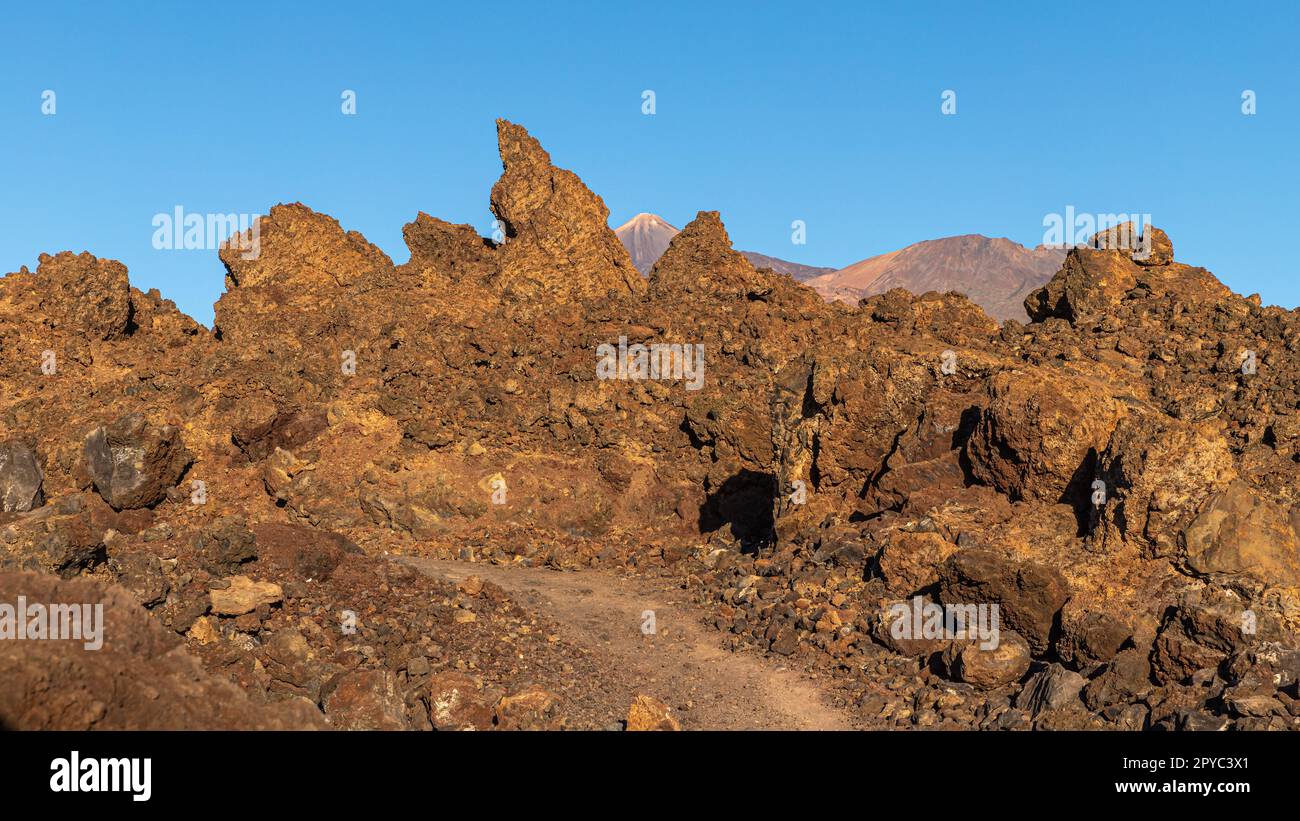Rock formation in front of Teide and Pico Viejo at Mirador de los ...