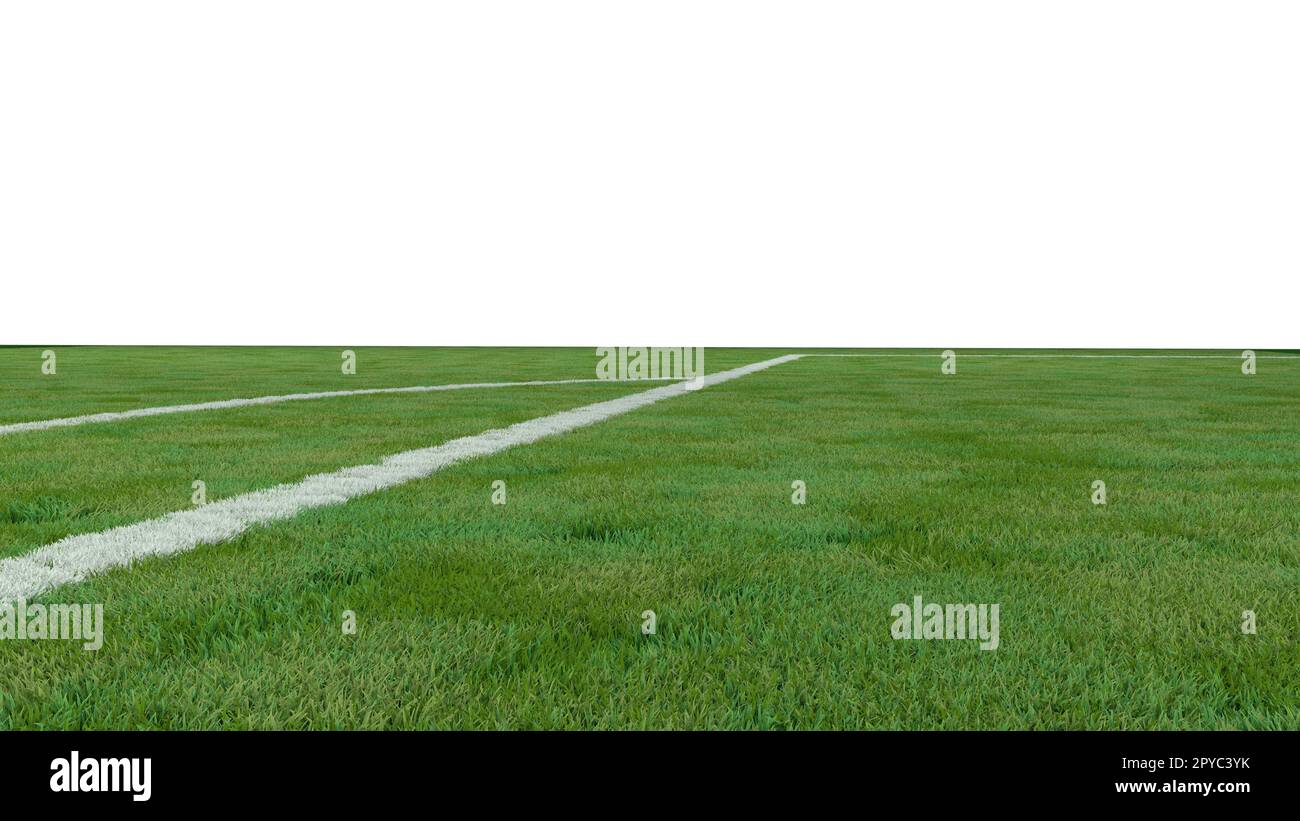 Lawn playground of a football stadium with signals. 3d render Stock ...