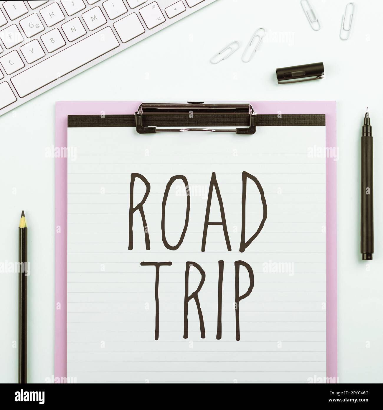 Handwriting text Road Trip. Business overview Roaming around places ...