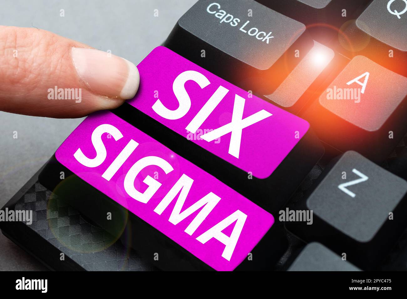 Writing displaying text Six Sigma. Concept meaning management ...